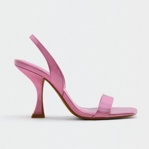 Zara | Shoes | Zara New Pink Iridescent Heeled Sandals | Poshmark